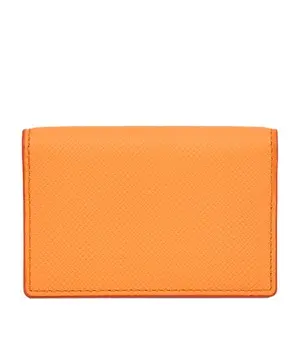 Smythson Calfskin Panama Folded Card Holder - Orange