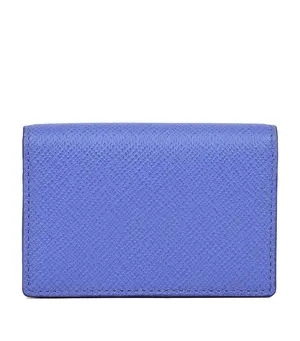 Smythson Calfskin Panama Folded Card Holder - Purple