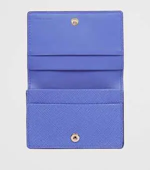 Smythson Calfskin Panama Folded Card Holder - Purple