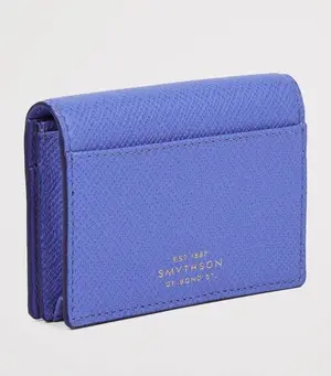 Smythson Calfskin Panama Folded Card Holder - Purple