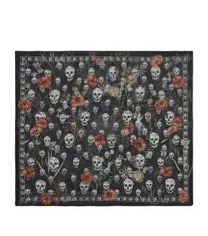 Alexander McQueen Silk Spider Floral Scarf - Black