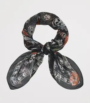Alexander McQueen Silk Spider Floral Scarf - Black