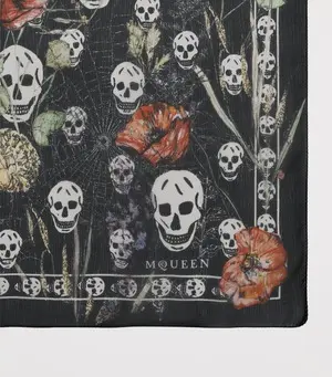 Alexander McQueen Silk Spider Floral Scarf - Black