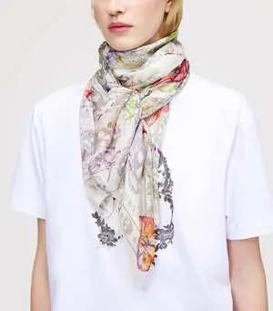 Alexander McQueen Silk Spider Floral Scarf - Ivory