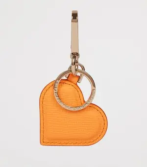 Smythson Calfskin Panama Heart Keyring