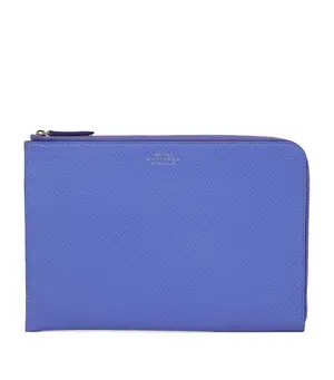 Smythson Panama Leather Slim Pouch - Purple