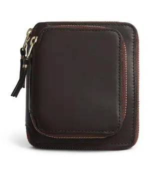Comme Des Garçons Small Leather Vertical Outside Pocket Wallet - Brown
