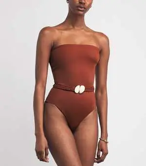 Johanna Ortiz Classic Belted One-piece Swimsuit - Orange