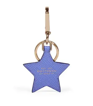 Smythson Panama Leather Star Keyring - Purple