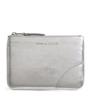 Comme Des Garçons Small Leather Pouch - Silver