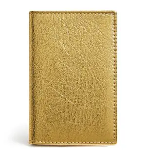 Comme Des Garçons Leather Bifold Vertical Card Holder - Gold