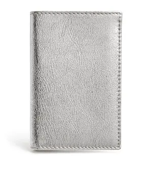 Comme Des Garçons Leather Bifold Vertical Card Holder - Silver