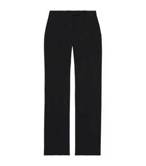 Alexander McQueen Wool Embroidered Pinstripe Trousers - Black