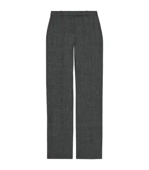 Alexander McQueen Wool Check Straight Trousers - Black