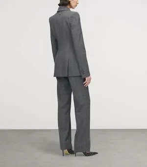 Alexander McQueen Wool Check Straight Trousers