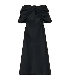 Alexander McQueen Draped Midi Dress - Black