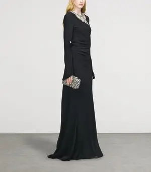 Alexander McQueen Embellished Draped Maxi Dress - Black