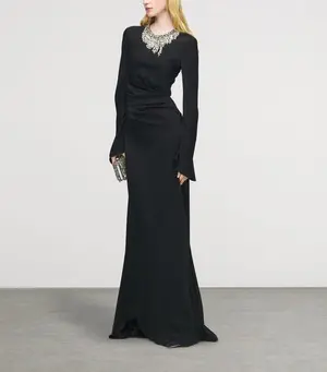 Alexander McQueen Embellished Draped Maxi Dress - Black