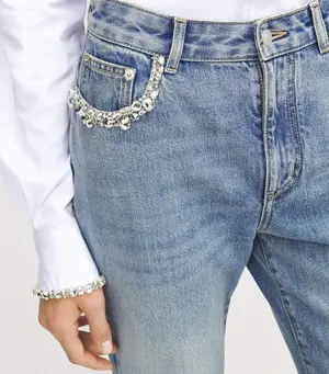 Alexander McQueen Embellished Straight Leg Jeans