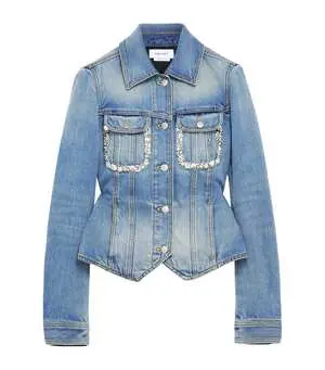 Alexander McQueen Embellished Denim Jacket - Blue