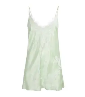 TORLOWEI Silk Satin Lace-trim Slip - Green