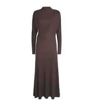RETORI Jersey Draped Maxi Dress - Brown