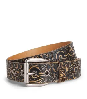 Our Legacy Leather Engraved Paisley Belt - Black
