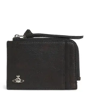 VIVIENNE WESTWOOD Leather Zipped Logo Card Holder - Brown