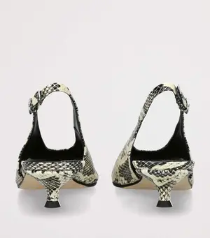 AeydĒ Snakeskin Camila Slingback Pumps - Ivory