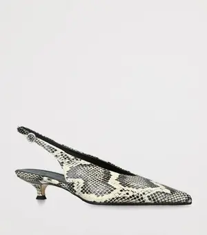 AeydĒ Snakeskin Camila Slingback Pumps - Ivory
