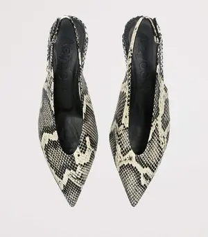 AeydĒ Snakeskin Camila Slingback Pumps - Ivory
