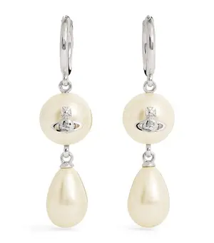 VIVIENNE WESTWOOD Faux Pearl Martha Drop Earrings - Silver