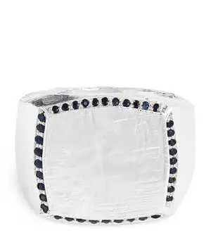 THE OUZE Sterling Silver And Sapphire Signet Ring - Blue