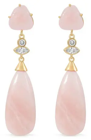 Ettika Solstice Drop Earrings - Rose Quartz