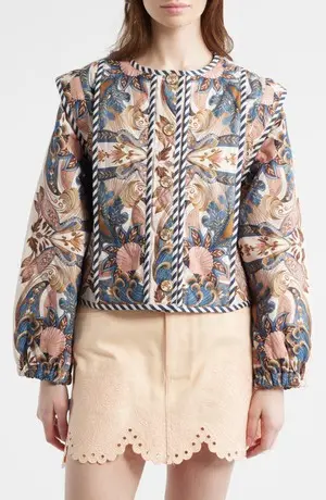 Farm Rio Sea Garden Printed Jacket