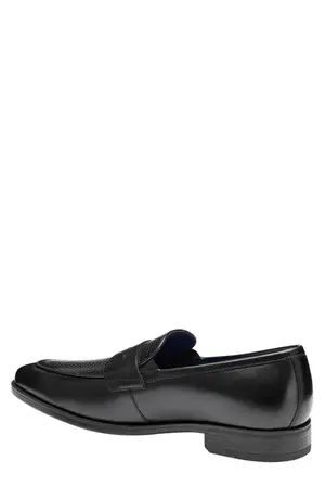 Johnston & Murphy Gibbons Embossed Penny Loafer - Black Full Grain
