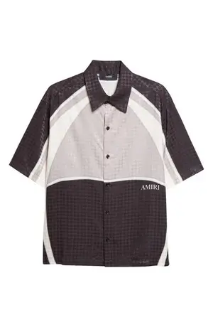 Amiri Ma Quad Panel Ovesize Satin Button-up Shirt - Black