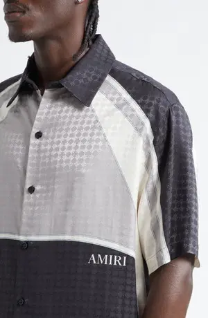 Amiri Ma Quad Panel Ovesize Satin Button-up Shirt - Black