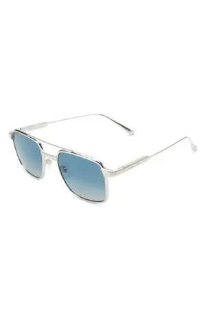 CARTIER 54mm Rectangular Gradient Sunglasses - Silver