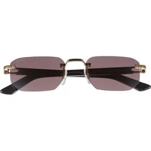 CARTIER 53mm Rimless Rectangular Gradient Sunglasses - Gold