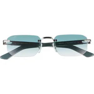 CARTIER 53mm Rimless Rectangular Gradient Sunglasses - Silver