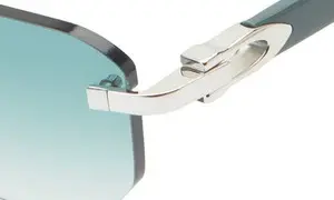 CARTIER 53mm Rimless Rectangular Gradient Sunglasses - Silver