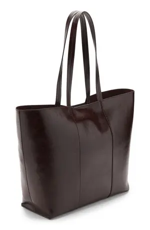 Mango Large Leather Shopper Bag