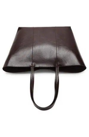 Mango Large Leather Shopper Bag