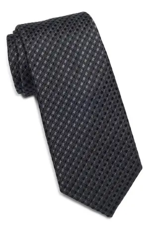 Nordstrom Lamont Check Silk Tie Black