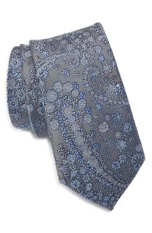 Nordstrom Davari Paisley Silk Neck Tie - Grey