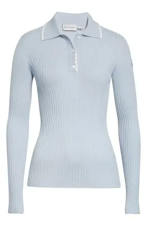 Moncler Long Sleeve Virgin Wool Polo