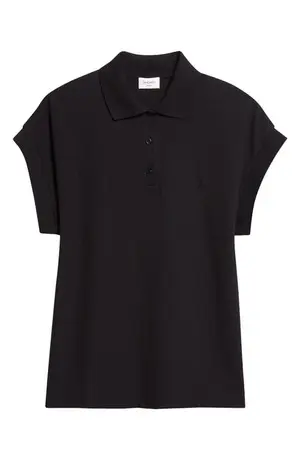 Saint Laurent Cotton Blend Cap Sleeve Polo - Noir