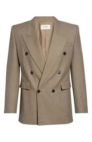 Saint Laurent Double Breasted Wool Jacket - Taupe Beige