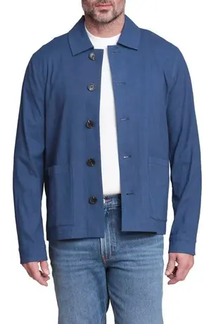 Bagatelle Relaxed Fit Linen & Cotton Work Jacket - Indigo